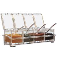 China 4 Piece Clear Acrylic Spice Box Set 25.5x10x7.5cm Seasoning Storage for sale