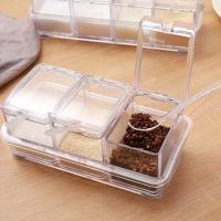China 4 Piece Clear Acrylic Spice Box Set 25.5x10x7.5cm Seasoning Storage for sale