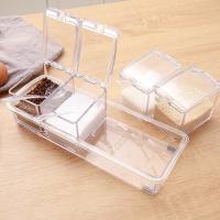 China 4 Piece Clear Acrylic Spice Box Set 25.5x10x7.5cm Seasoning Storage for sale