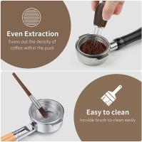 China Natural Wood Handle Espresso Needle Distributor 125mm with Wood Stand for sale