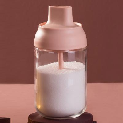 China 3 Piece Glass Spice Jars Set 14x7cm Transparent Seasoning Storage Containers with Silicone Sealed Lids for sale