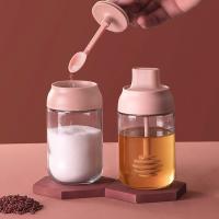 China 3 Piece Glass Spice Jars Set 14x7cm Transparent Seasoning Storage Containers with Silicone Sealed Lids for sale