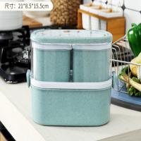 China Wheat Straw Plastic Lunch Box 1L Bento Box with Movable Compartment Leakproof for sale