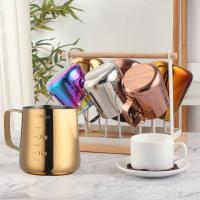 China Gold Stainless Steel Coffee Frothing Pitcher 350ml 12oz Barista Tool for sale