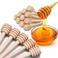 China 3 Inch Bamboo Honey Dipper Sticks Natural Wood Honeycomb Stirrer for Jar Dispensing for sale