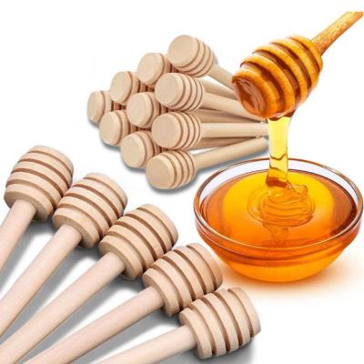 China 3 Inch Bamboo Honey Dipper Sticks Natural Wood Honeycomb Stirrer for Jar Dispensing for sale