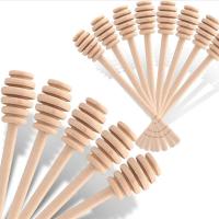 China 3 Inch Bamboo Honey Dipper Sticks Natural Wood Honeycomb Stirrer for Jar Dispensing for sale