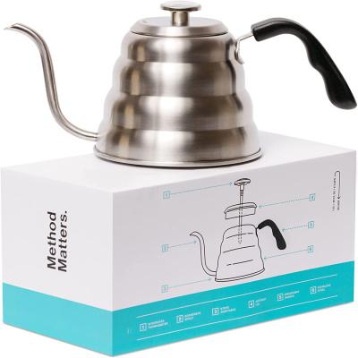 China Stainless Steel Gooseneck Kettle 1.2L with Thermometer for Pour Over Coffee for sale
