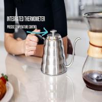 China Stainless Steel Gooseneck Kettle 1.2L with Thermometer for Pour Over Coffee for sale