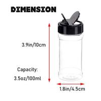 China Bulk 3.5oz Plastic Spice Jars with Black Screw Lids 100ml Clear Seasoning Bottles for sale