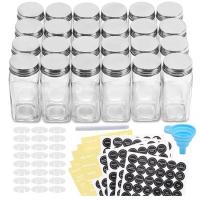 China 4oz 24pcs Glass Spice Jar Set with Airtight Silver Metal Cap for Seasoning Storage for sale