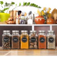 China 4oz 24pcs Glass Spice Jar Set with Airtight Silver Metal Cap for Seasoning Storage for sale