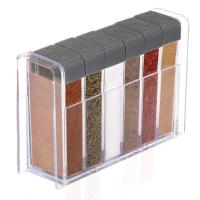 China TOPZEA 6-Pack Clear Plastic Spice Jars Shakers with Tray for Seasonings Condiments 18.3x6.2x10.5cm for sale