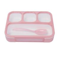 China 4 Compartment PP Plastic School Student Lunch Box Eco Friendly Bento Box With Spoon for sale