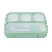 China 4 Compartment PP Plastic School Student Lunch Box Eco Friendly Bento Box With Spoon for sale