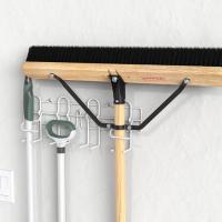 China White Metal Steel Door or Wall Mount Mop and Broom Holder 16 x 3 x 5.8 inches for sale
