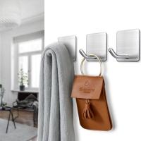 China SUS304 Stainless Steel Heavy Duty Adhesive Hooks 8.5x6.5cm Removable Wall Hooks 15lbs Capacity for sale
