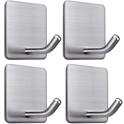 China SUS304 Stainless Steel Heavy Duty Adhesive Hooks 8.5x6.5cm Removable Wall Hooks 15lbs Capacity for sale