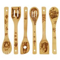 China 6pcs Bamboo Christmas Wooden Spoons Set 11.8 Inch Kitchen Decor Utensils for sale