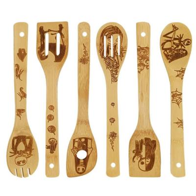China 6pcs Bamboo Christmas Wooden Spoons Set 11.8 Inch Kitchen Decor Utensils for sale