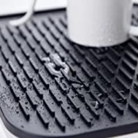 China Heat Resistant Silicone Dish Drying Mat 11.8x9 inch for Pour Over Coffee Maker Black for sale