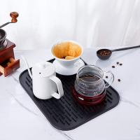 China Heat Resistant Silicone Dish Drying Mat 11.8x9 inch for Pour Over Coffee Maker Black for sale