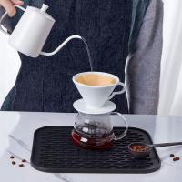 China Heat Resistant Silicone Dish Drying Mat 11.8x9 inch for Pour Over Coffee Maker Black for sale