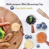 China Wooden Handle Borosilicate Glass Espresso Measuring Cup 3oz 90ml Heat Resistant for sale