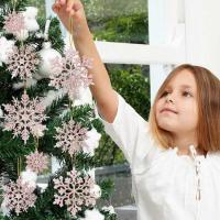 China 36pcs Plastic Glitter White Snowflake Ornaments 4.2 3 1.8 Inch Christmas Decor for sale