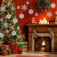 China 36pcs Plastic Glitter White Snowflake Ornaments 4.2 3 1.8 Inch Christmas Decor for sale