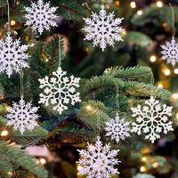 China 36pcs Plastic Glitter White Snowflake Ornaments 4.2 3 1.8 Inch Christmas Decor for sale