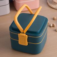 China Double Layer Plastic Multi Compartment Lunch Box Bento 1000ml 1400ml with Spoon for sale