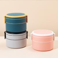 China Double Layer Plastic Multi Compartment Lunch Box Bento 1000ml 1400ml with Spoon for sale