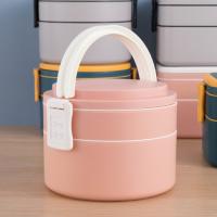 China Double Layer Plastic Multi Compartment Lunch Box Bento 1000ml 1400ml with Spoon for sale