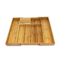 China Expandable Bamboo Kitchen Utensils Silverware Drawer Cutlery Organizer Tray for sale