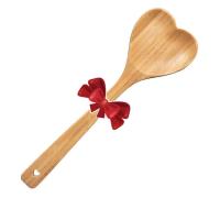 China Engraved Heart Shaped Bamboo Spoon 30cm Cooking Utensil Non Stick Safe for sale