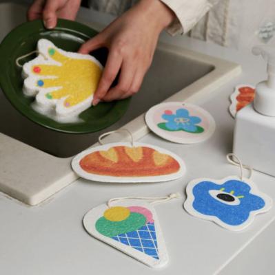China Cute Cartoon Compression Bulk Kitchen Supplies Dish Washing Sponge Reusable for sale