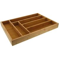 China Adjustable Bamboo Cutlery Storage Tray 9 Compartment Kitchen Drawer Organizer Divider for sale