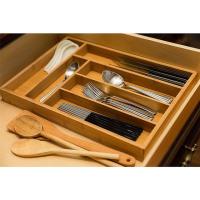 China Adjustable Bamboo Cutlery Storage Tray 9 Compartment Kitchen Drawer Organizer Divider for sale