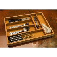 China Adjustable Bamboo Cutlery Storage Tray 9 Compartment Kitchen Drawer Organizer Divider for sale