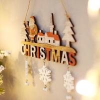 China Wooden Christmas Door Hanging Decor Santa Snowman Elk 19x22 cm for Home Restaurant Holiday Party for sale