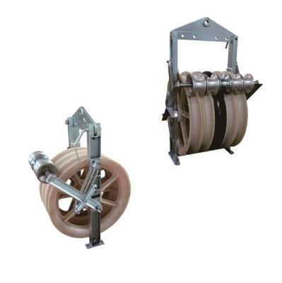China Large Diameter Stringing Power Block Cable Pulley Block With Grounding Roller for sale