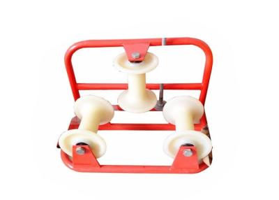China 10KN Load Nylon Triple Corner Cable Roller Three Wheels Cable Pulling Rollers for sale