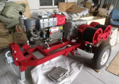 China Double Capstan Drum Winch 5 Tons With Trailer Match Honda / Yamaha Gasoline Engine for sale