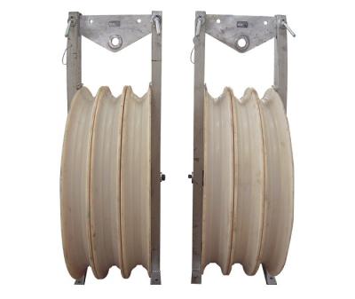 China 3 Sheave Transmission Line Stringing Block Three Wheel Conductor Pulleys for sale