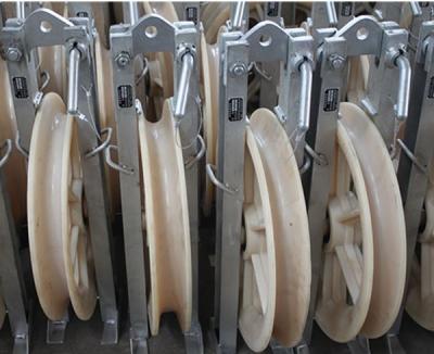 China Galvanized Steel Frame Overhead Line Construction Tools Nylon Pulleys 660 * 100mm for sale