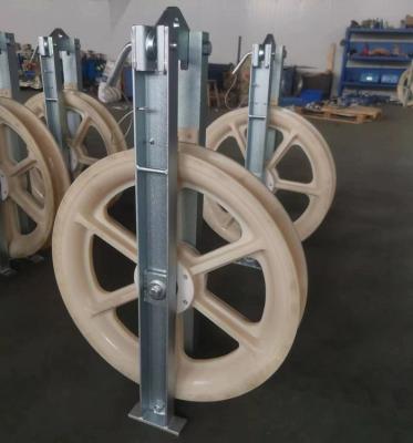 China 508 X 75 Mm Three Sheaves Transmission Line MC Nylon Conductor Stringing Pilot Block for sale
