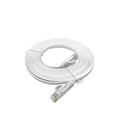 China White RJ45 Cat6 Flat Patch Cord 1m-50m Ethernet Cable 24AWG Copper for sale