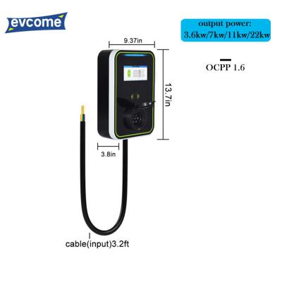 China EVCOME EV-HW AC Wallbox EV Charger 7KW 22KW with RFID APP Control SAE J1772 IEC 62196 for sale