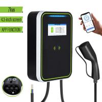 China Wallbox AC EV Charger 32A 7kW with LCD Screen APP Control IP65 for sale